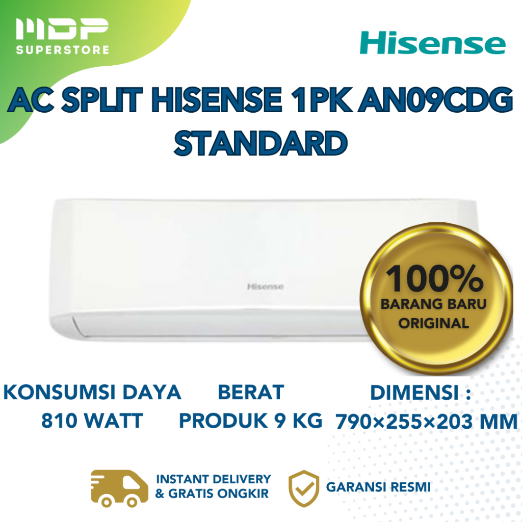 Jual AC SPLIT HISENSE 1PK AN09CDG STANDARD ( 810 WATT) (INCLUDE:HA1881 ...