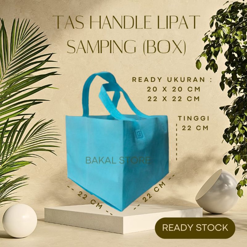 Jual Goodie Bag Tas hajatan box nasi UK 20x20 tas kotak nasi tas besek handle lipat samping box ...