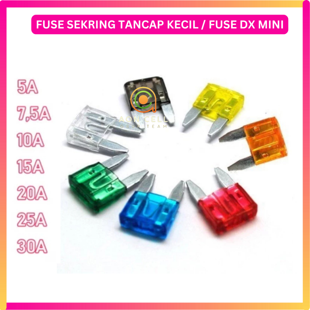 Jual Sekring Tancap Kecil mobil motor / Fuse Mini 5A 7.5A 10A 15A 20A 25A 30A 35A 40A | Shopee ...