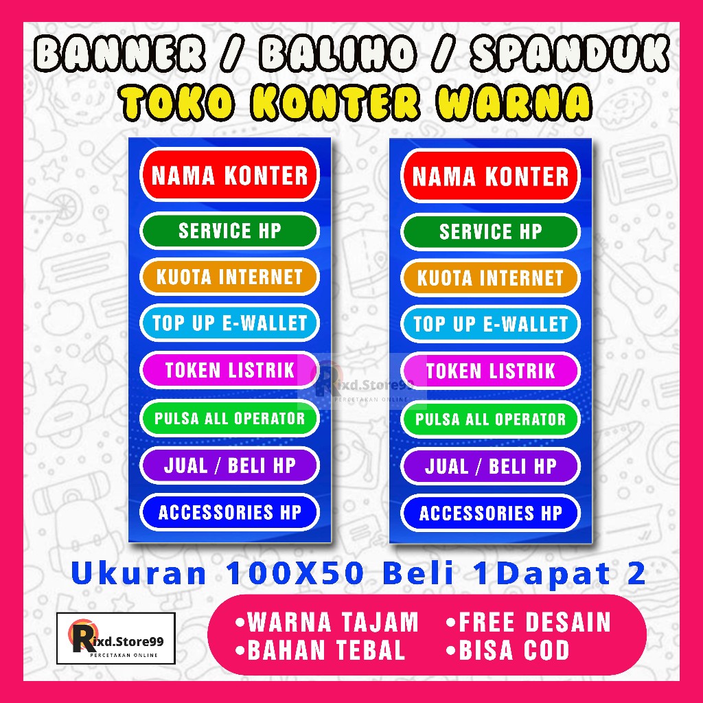 Jual BANNER SPANDUK TOKO KONTER BELI 1 DAPAT 2 BANNER BALIHO SPANDUK ...