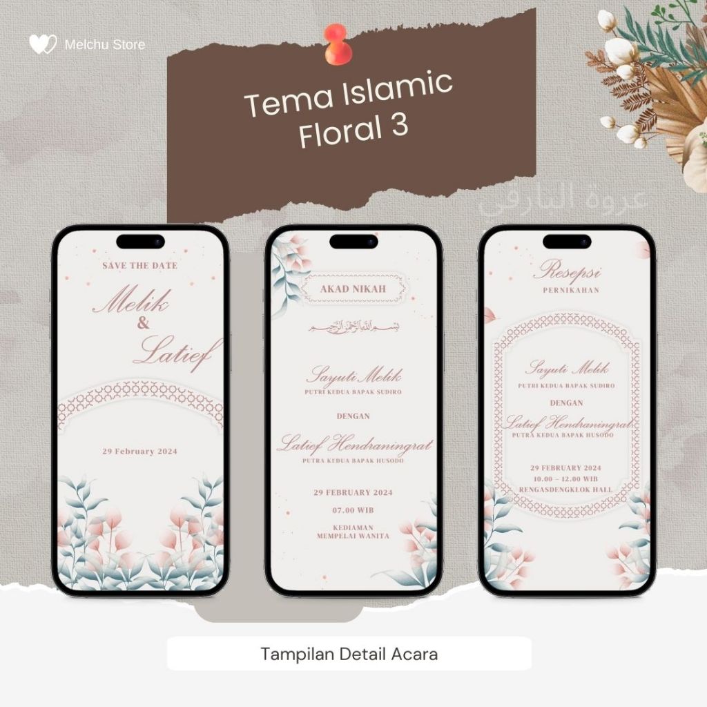 Jual Undangan Pernikahan Video Tema Islami Floral 3 Wedding Video ...