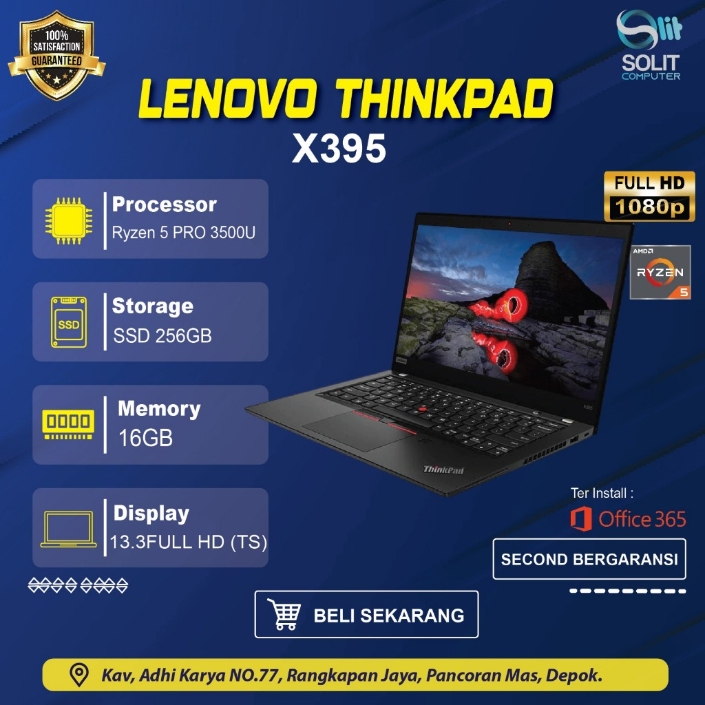 Jual Laptop Touchscreen Lenovo Thinkpad X395 AMD Ryzen 5 Pro 3500U RAM ...