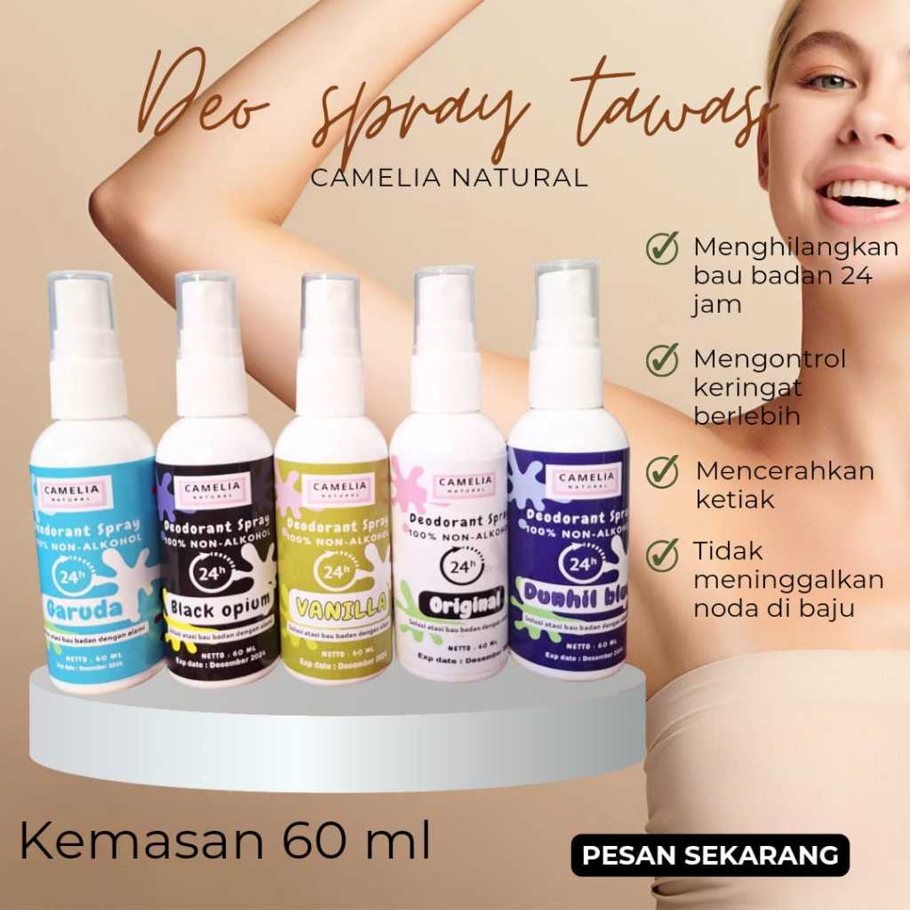Jual Deodorant tawas camelia natural 60ml beraroma non alkohol | Shopee ...