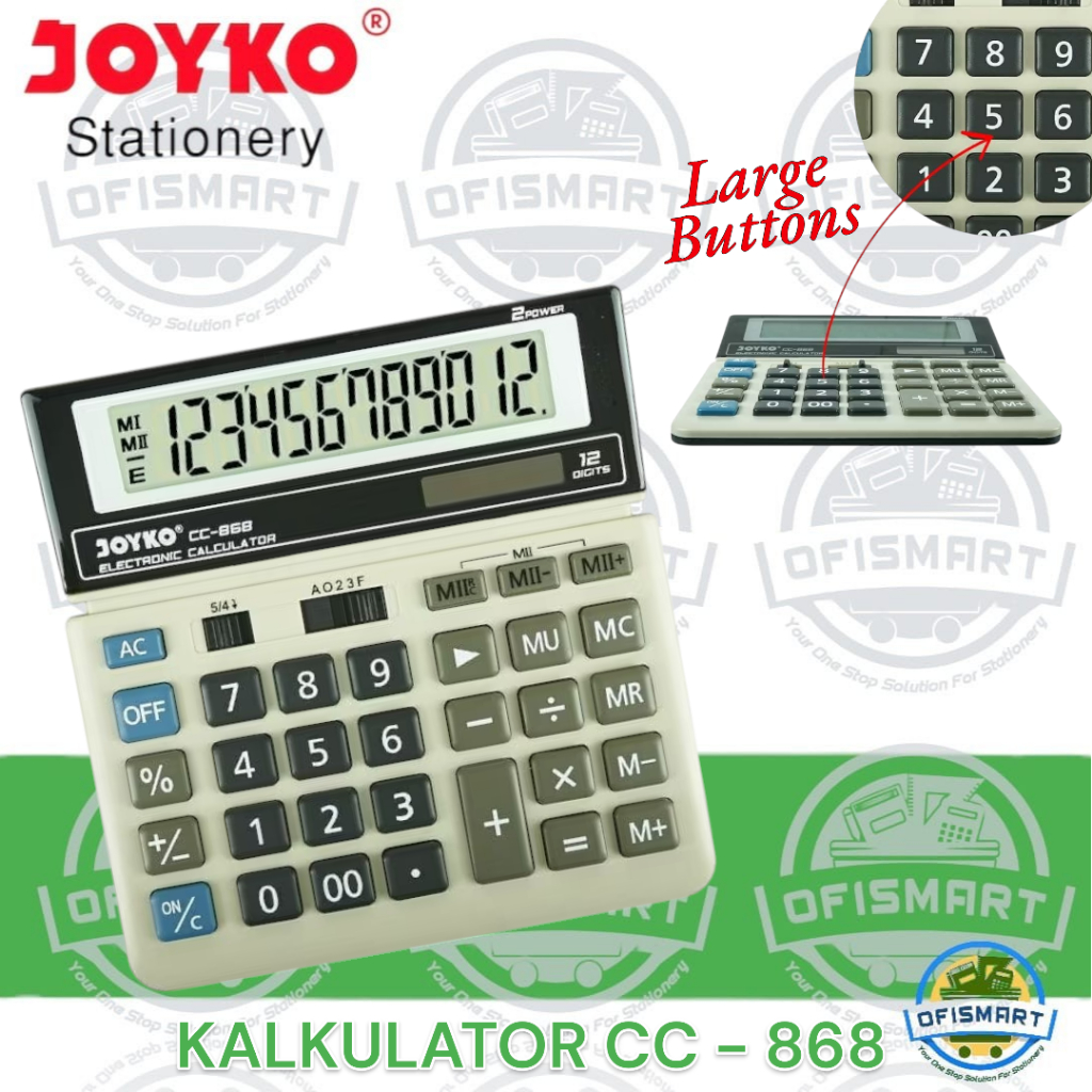 Jual Joyko Kalkulator 12 Digits Electronic Calculator CC-868 | @1 PCs ...