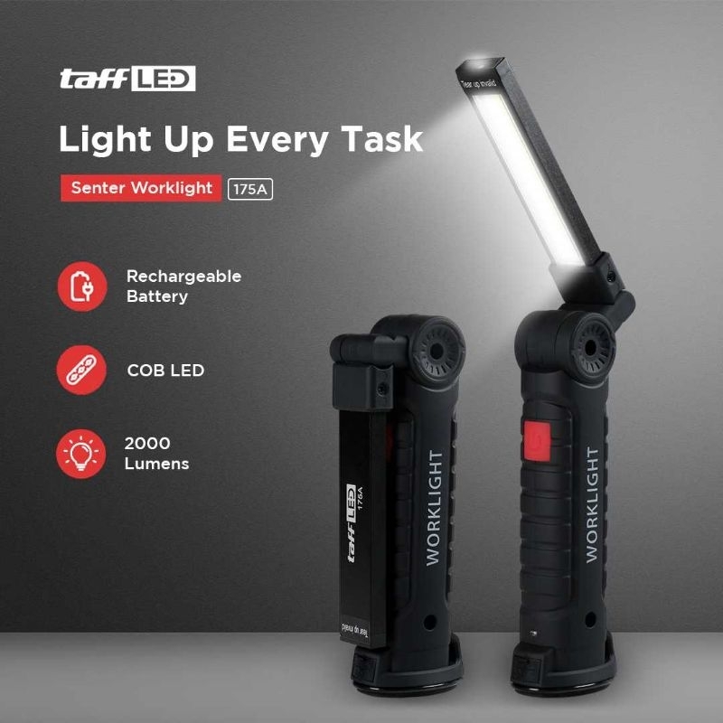 Jual TaffLED Senter LED Super Terang Rechargeable Worklight COB ...