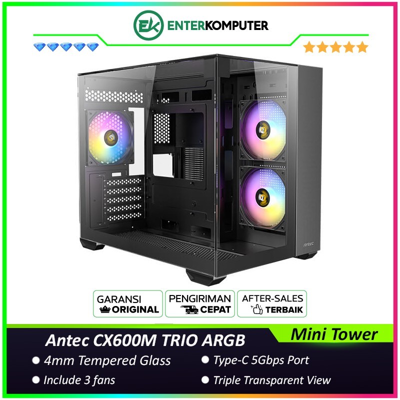Jual Antec CX600M TRIO ARGB - Mini Tower Gaming Case - Dual Chamber ...