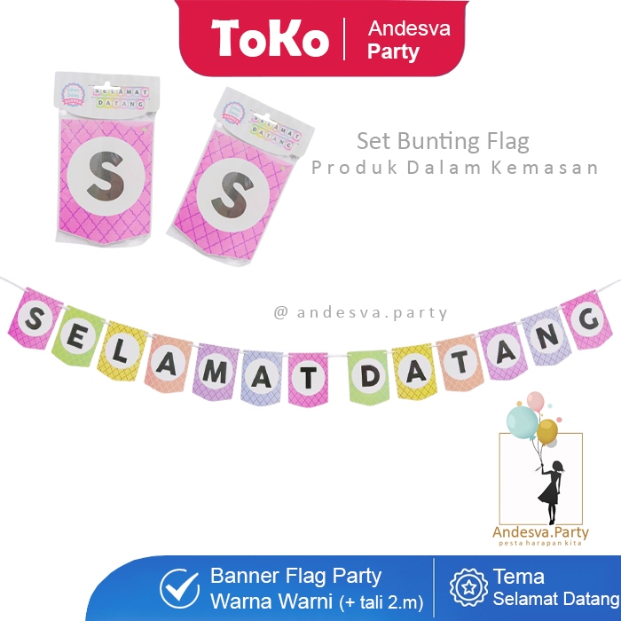 Jual Banner SELAMAT DATANG / Bunting Flag SELAMAT DATANG / banner flag ...