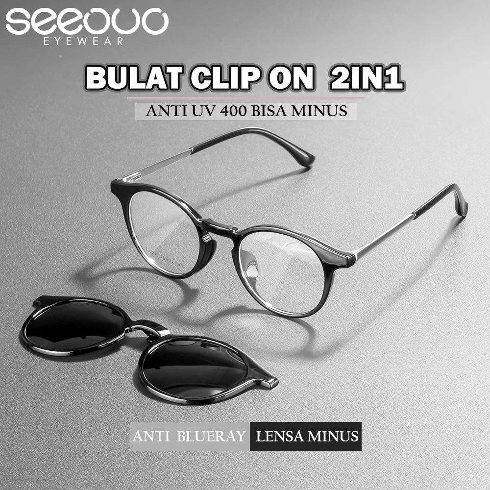 Jual Seeouo Frame Clip On Series 2in1 Bahan TR90+Metal Frame Model Oval Kekinian Lensa ...