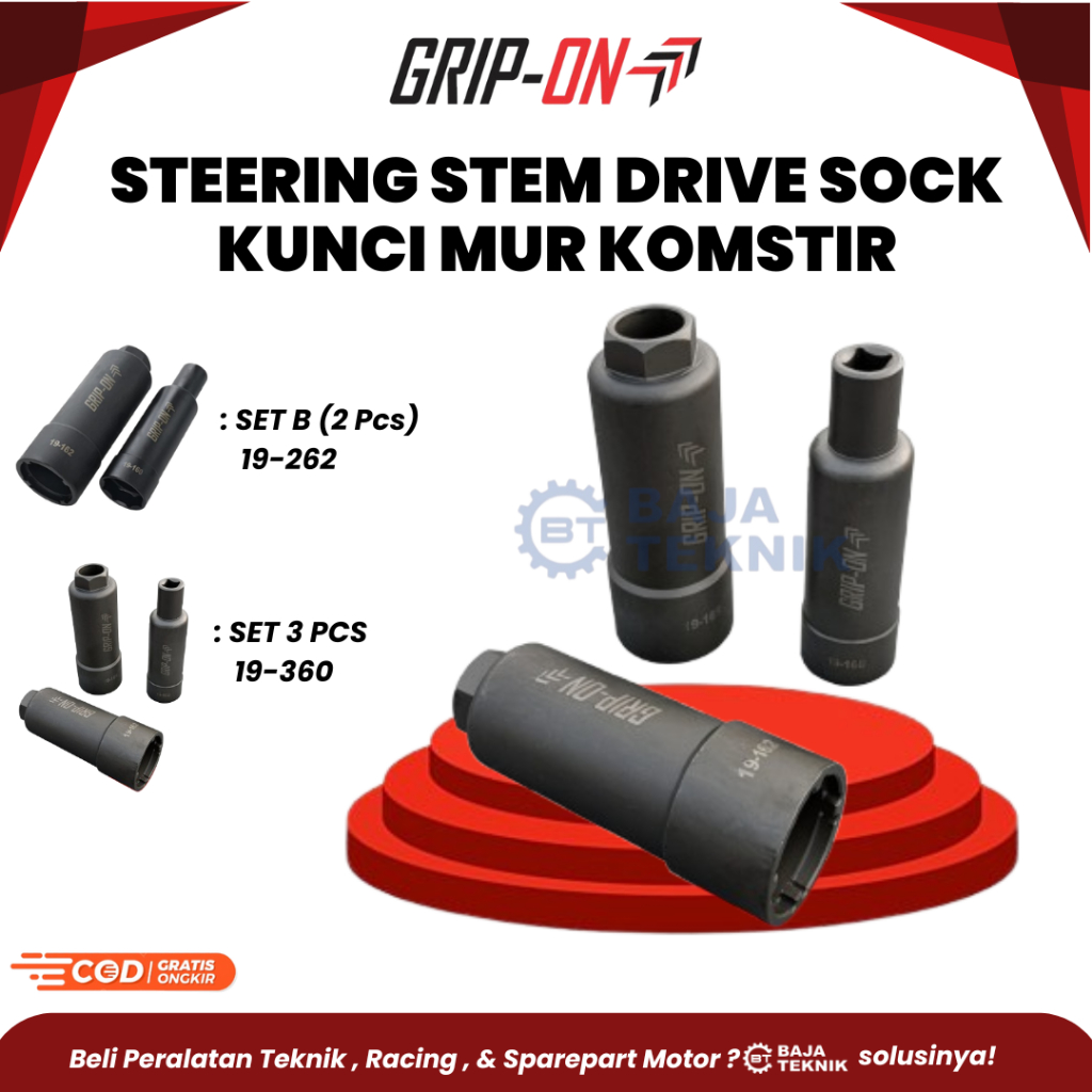 Jual GRIP -ON STEERING STEM DRIVE SOCKET SET 2PCS (19-262) , 3PCS (19 ...