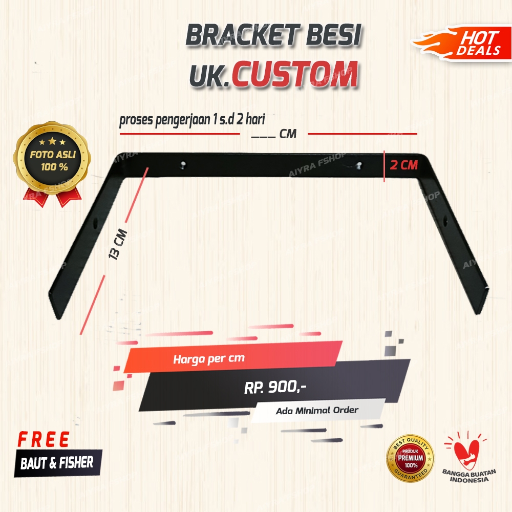 Jual PROMO BRACKET BESI / PLAT MODEL BENTUK U/ BESI AMBALAN/ RAK ...