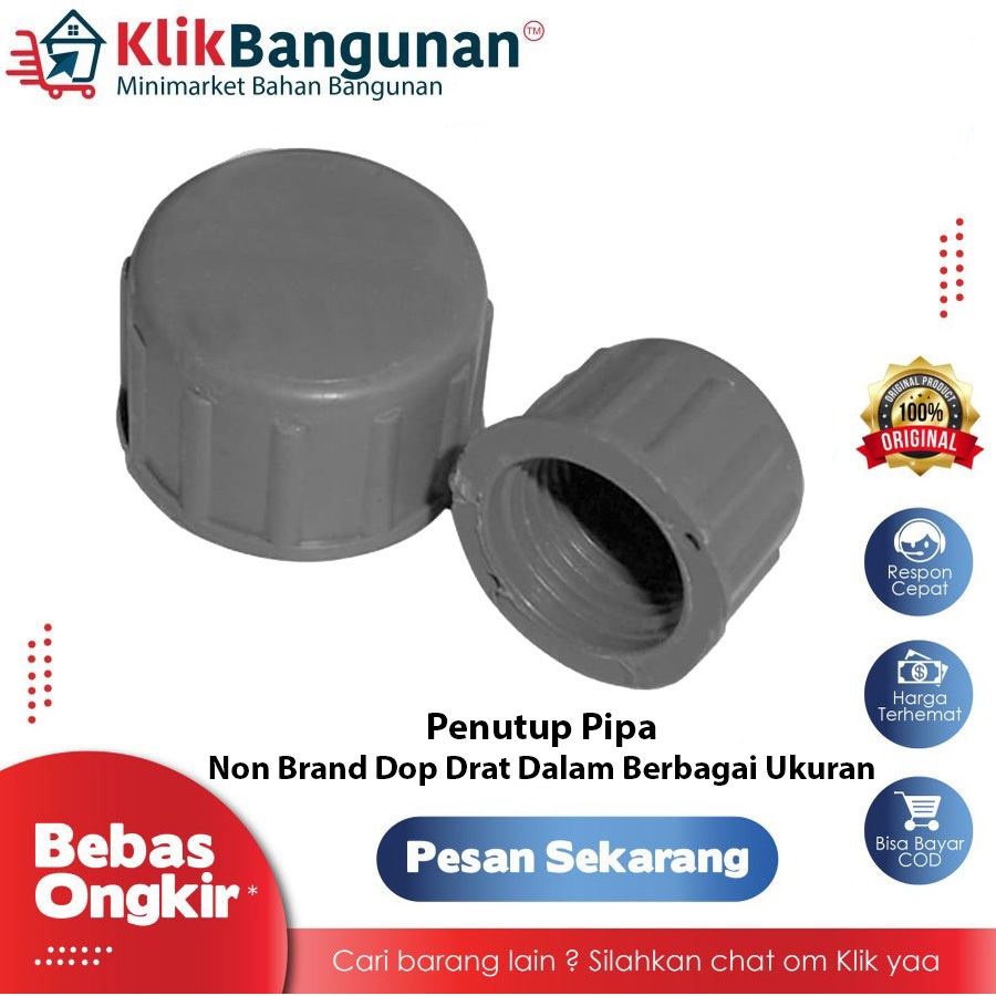 Jual DOP DRAT DALAM BAHAN PVC BERBAGAI UKURAN / TUTUP PIPA DRAT DALAM ...