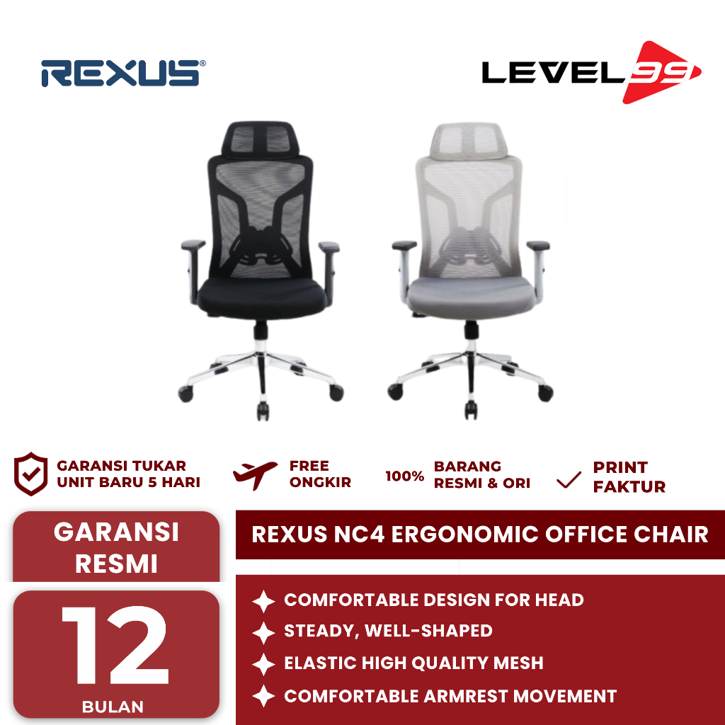 Jual Rexus Nc4 Ergonomic Office Chair | Shopee Indonesia