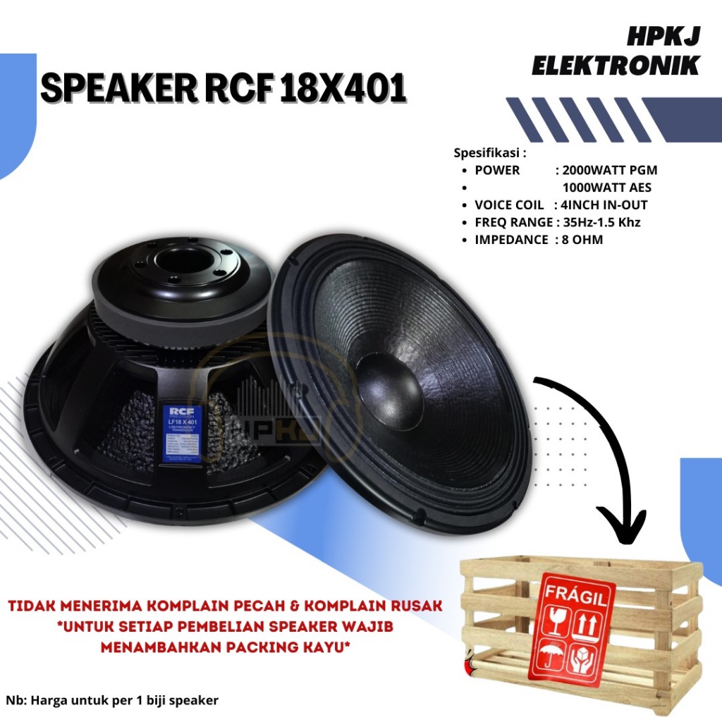 Jual Speaker Komponen LF 18X401 / LF18 X401 / LF18X401 - 18 inch ...