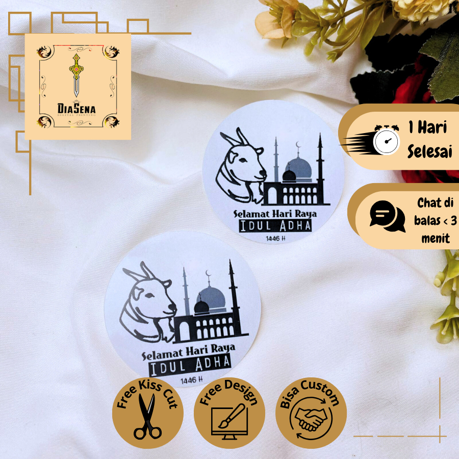 Jual 2-4 Diasena Sticker Gift Lebaran Haji Sticker Selamat Hari Raya ...