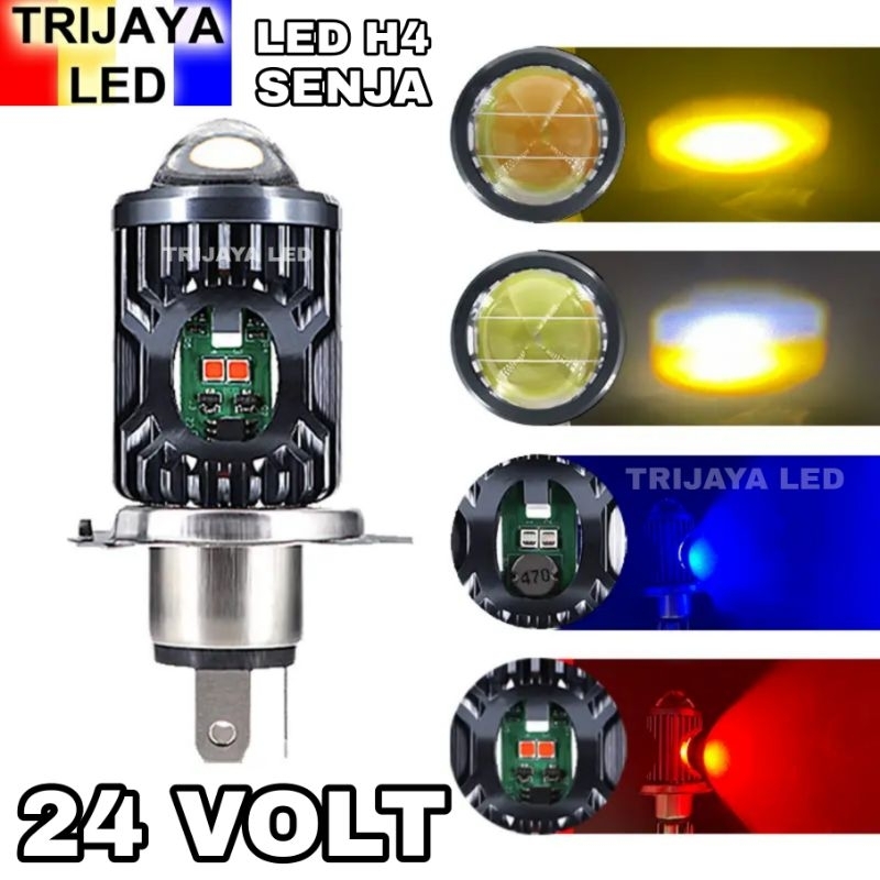 Jual Lampu LED Utama Depan 24 Volt H4 Laser Gun Senja Biru Merah High Low 2 Warna Putih Kuning ...
