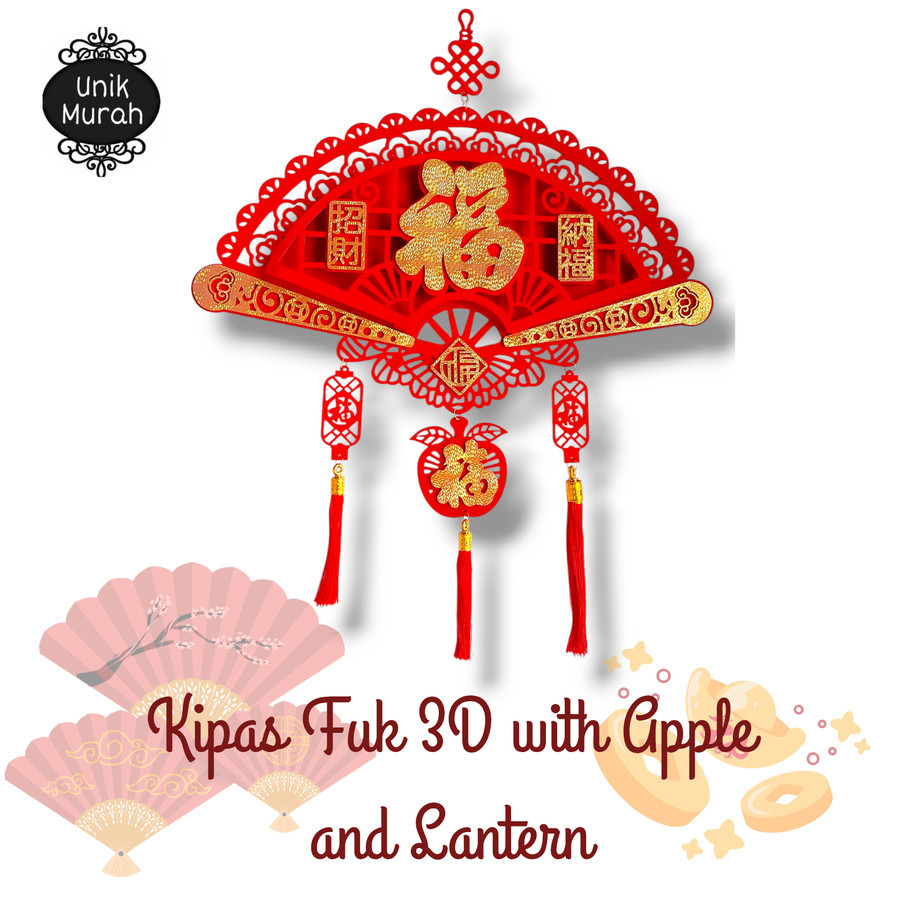 Jual Hiasan Imlek - Hiasan Gantung Imlek - Kipas Merah Fuk dengan ...
