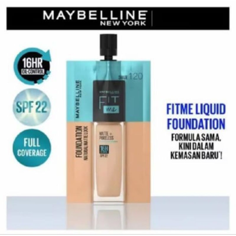 Jual Maybelline Fit Me Matte Poreless Liquid Foundation Sachet 5 ml ...
