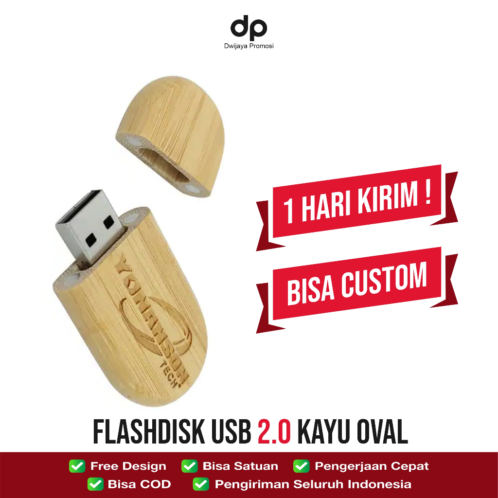 Jual Flashdisk USB 2.0 Kayu Model Oval Custom Nama/Logo | Shopee Indonesia