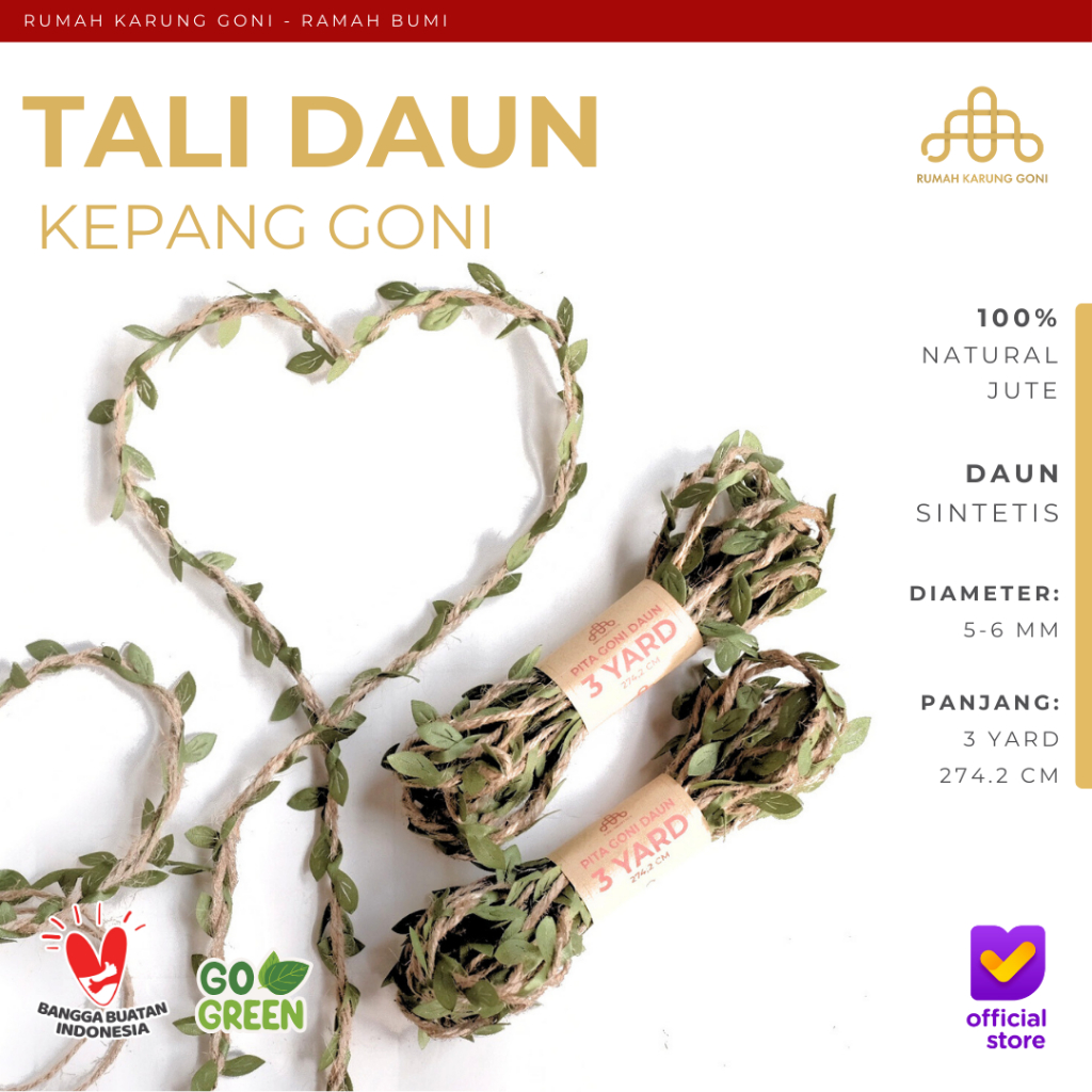 Jual Tali Pita Goni Daun 3 Yard - Pita Goni Dekorasi Hiasan Daun - Jute ...