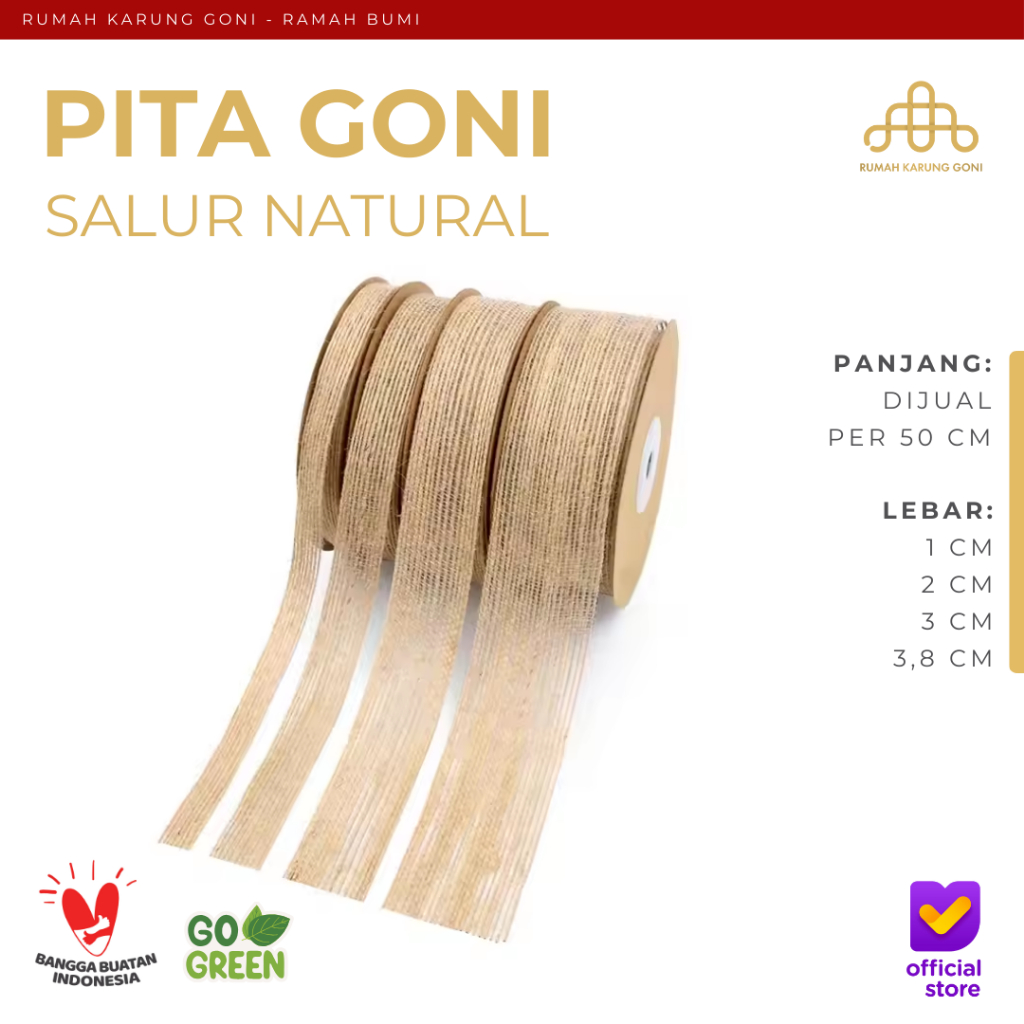 Jual Pita Goni Salur Natural Lebar 1cm 2cm 3cm 3,8 cm - Pita Imlek ...