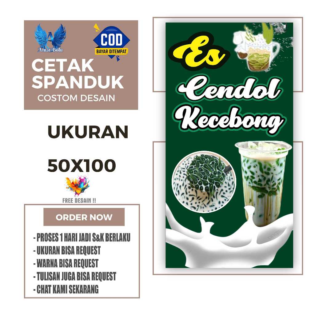 Jual Cetak Spanduk Banner ES CENDOL KECEBONG Ukuran 50X100 Costom ...