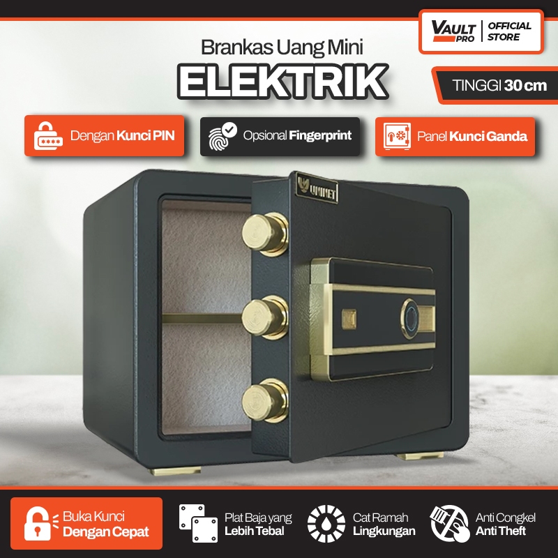 Jual Vaultpro Brankas Uang Brangkas Emas Dan Uang Uk 30cm Pin dan Fingerprint Full Plat Besi ...