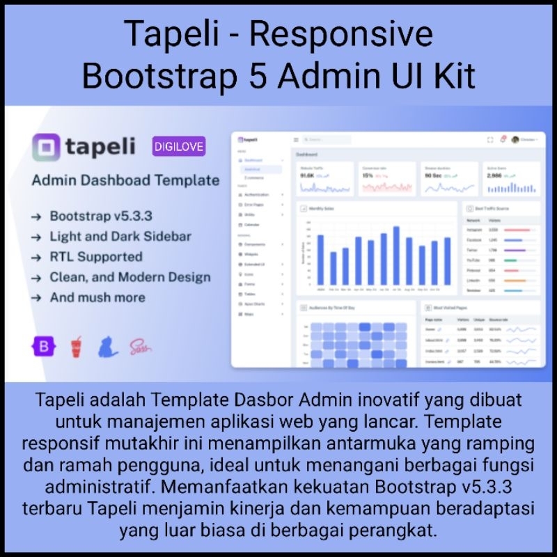 Jual Tapeli - Responsive Bootstrap 5 Admin UI Kit | Shopee Indonesia
