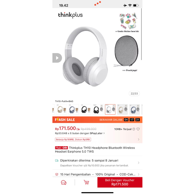 Jual THINKPLUS HEADPHONES TH10B LENOVO | Shopee Indonesia
