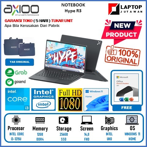 Jual Laptop Axioo HYPE R3 I3 1215 12GB 256GB W11 14.0FHD BLK (UNDER 1KG ...