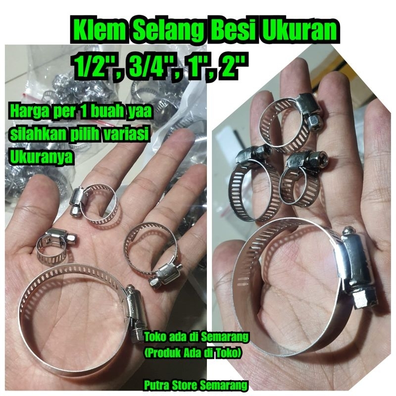 Jual Klem selang besi Ukuran 1/2 inch 3/4 inch 1 inch 2 inch hose clamp ...