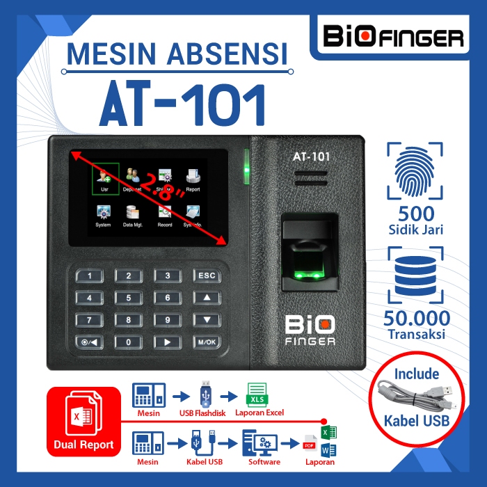 Jual BIOFINGER AT-101 Fingerprint Absensi Jari USB Flash/Kabel Auto ...