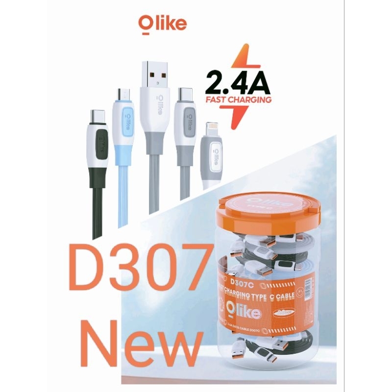 Jual Olike D307 New Model ( 1Toples Isi 20pcs) Kabel Data Olike Micro USB D307M Type C D307C ...