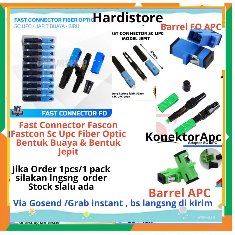 Jual Fast connector Sc Upc Fastcon APC Buaya & Jepit Fiber Optik Barrel ...