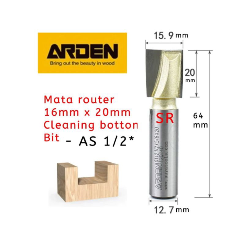 Jual Mata Router/ Profil 16mm × 20mm As 1/2 Cleaning Bottom Bits Merk ...