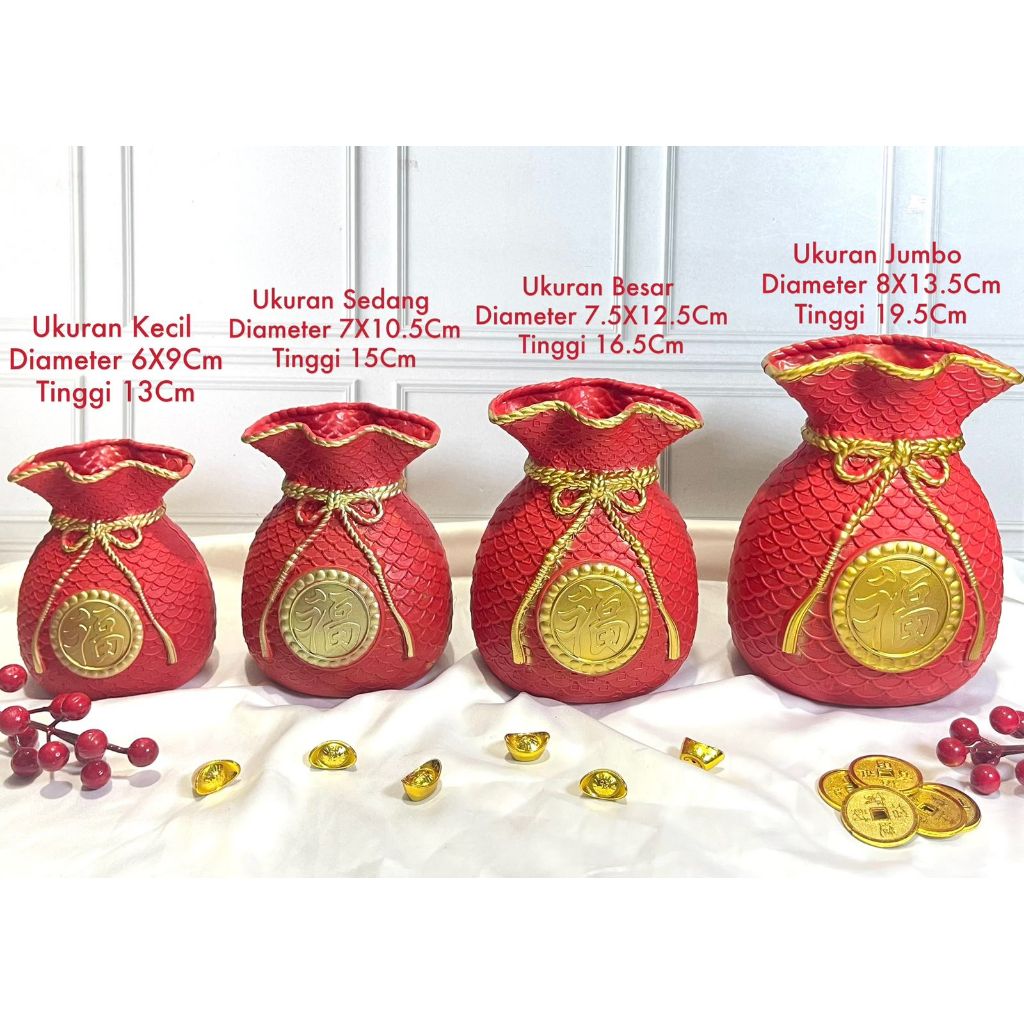 Jual Vas Bunga IMLEK Kantong Uang Lucky Red Money Bag Vase POT BUNGA ...