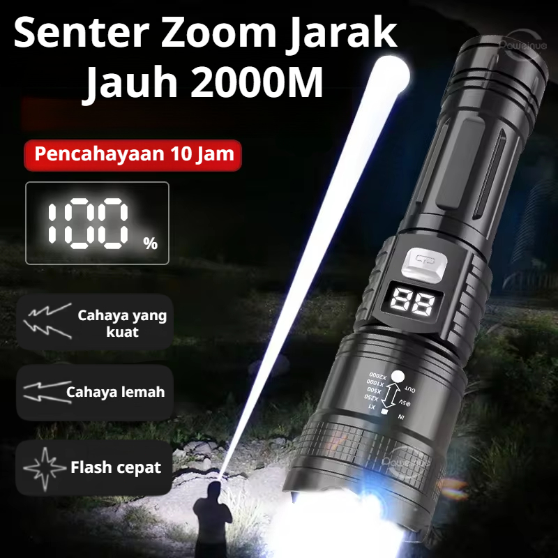 Jual ⚡Pengiriman 24 jam⚡P50 Senter dengan Zoom Teleskopik Senter Cahaya ...