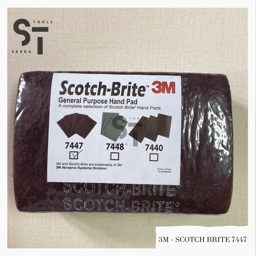 Jual 3M 7447 Scotch Brite Pad Amplas Sabut Spons Non Woven 6x9 Inch ...