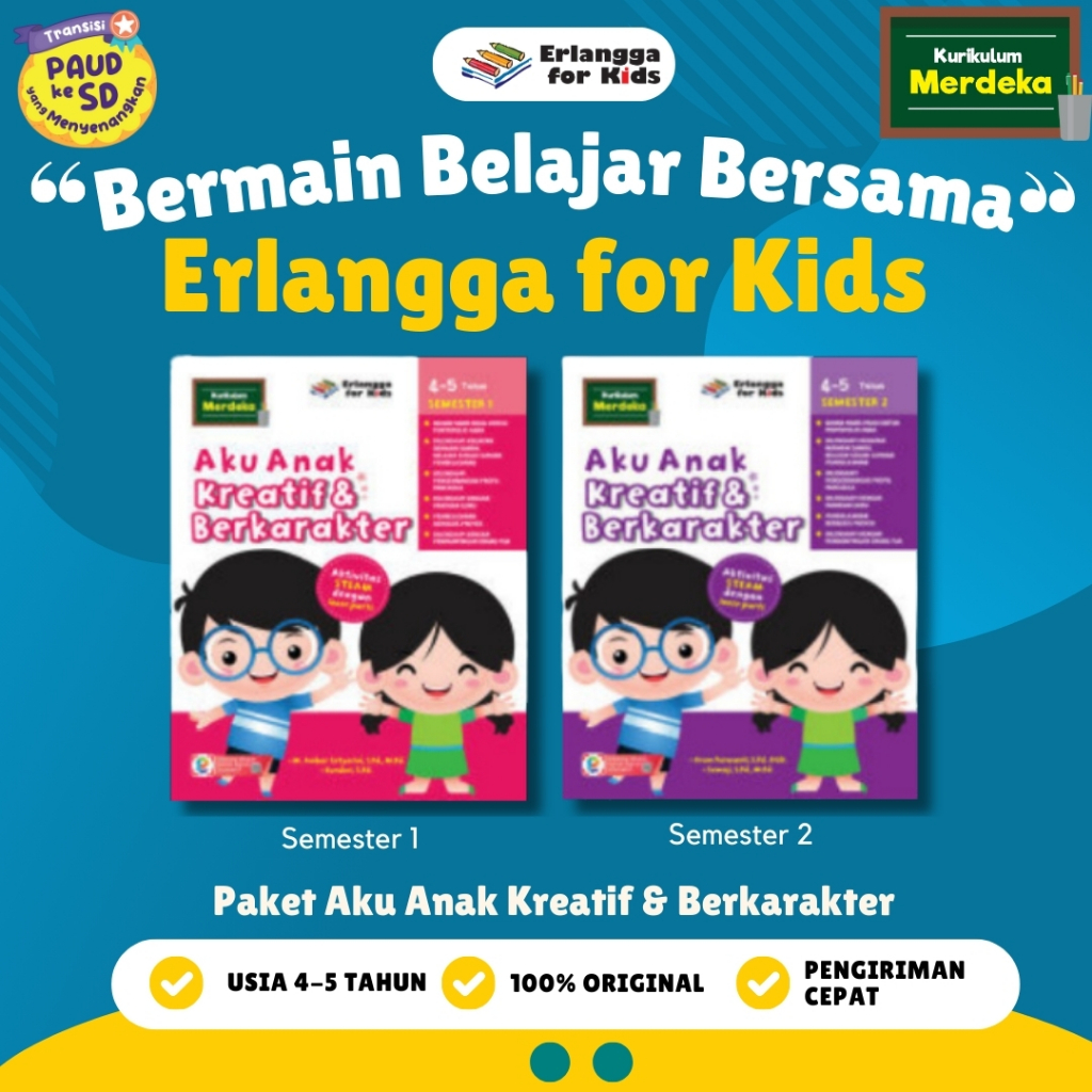 Jual [Erlangga] Buku Paket TK/PAUD: Paket Aku Anak Kreatif & Berkarakter Usia 4 - 5 & 5 - 6 ...