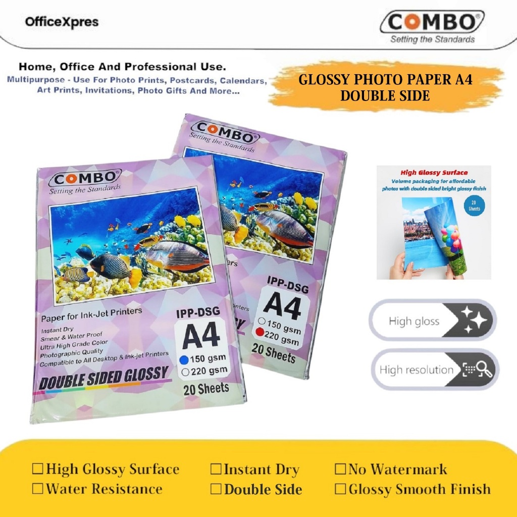 Jual Kertas Foto 2 Sisi A4 220Gsm / Double Side Glossy Photo Paper A4 ...