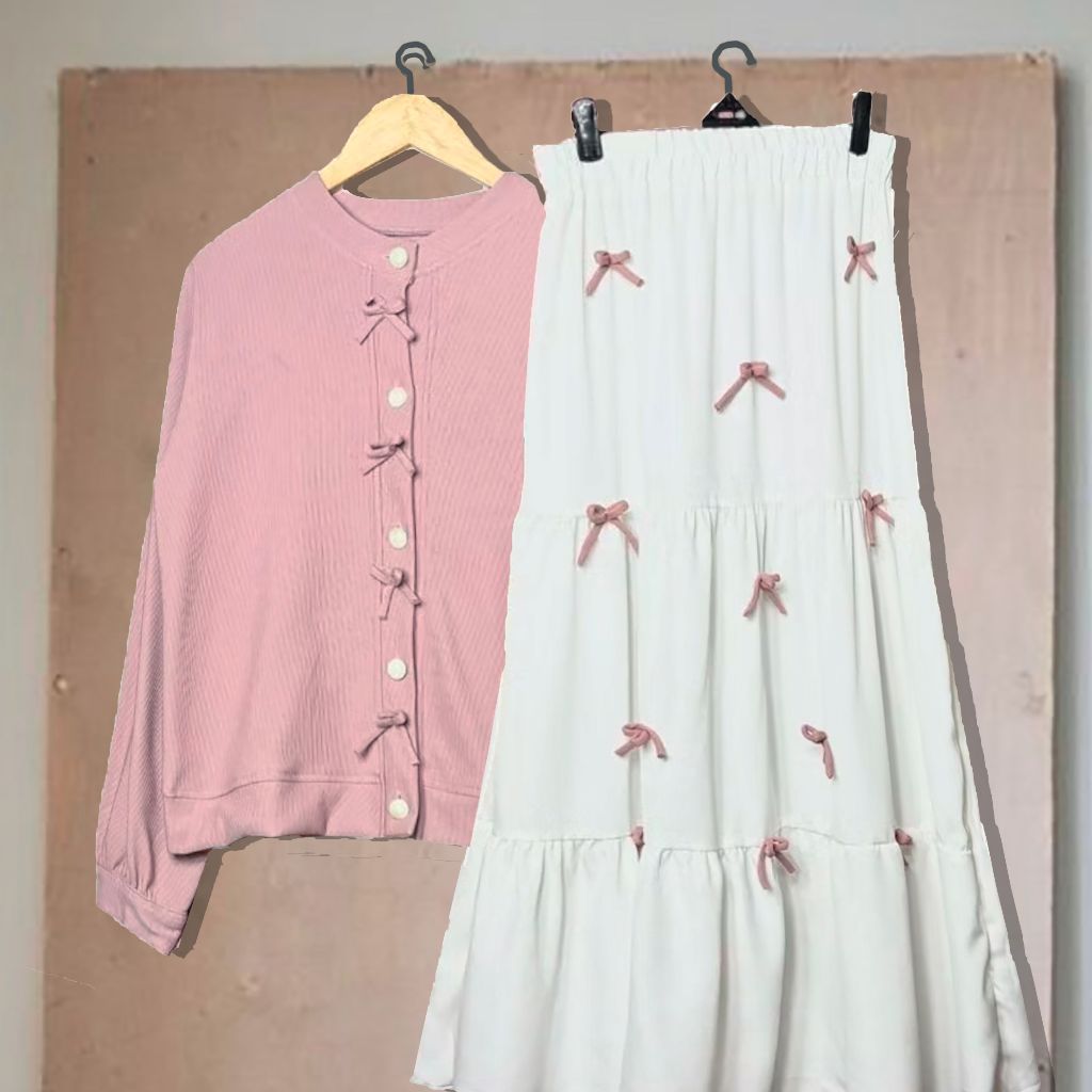 Jual ONE SET REMAJA Ayana kenit Trend Pakaian Masakini Rok Dan Cardy ...