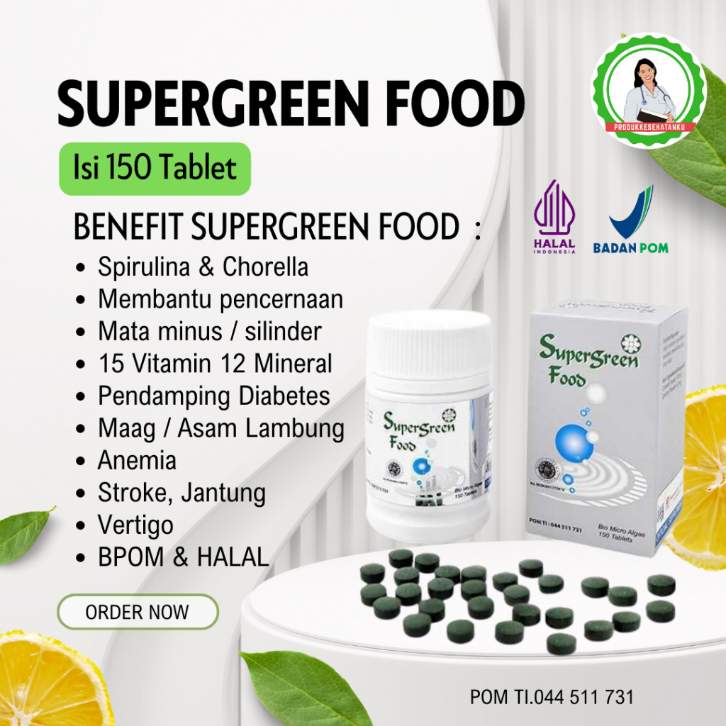 Jual Super Green Food 150 Tablet Original KK Indonesia – Suplemen Multivitamin Spirulina ...