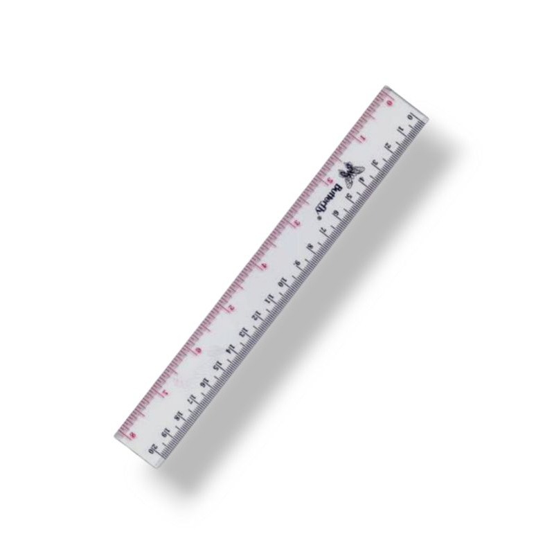 Jual Penggaris glass ruler BT 30 cm / mistar/ rol plastik butterfly 30 ...