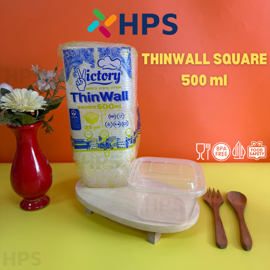 Jual Thinwall Square 500ml KOTAK Container Makan Wadah Catering Plastik ...