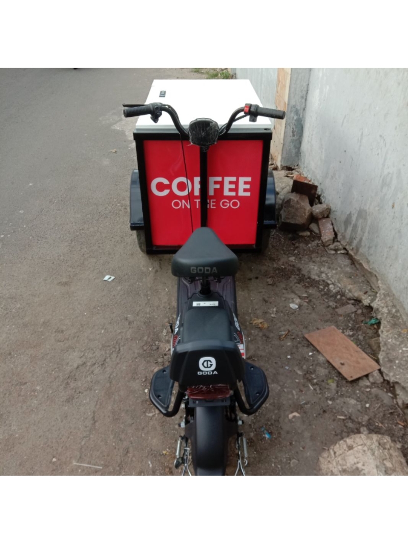 Jual GEROBAK ES KOPI KEKINIAN SEPEDA LISTRIK 3 SEKAT UK.100X60X60 FREE ...