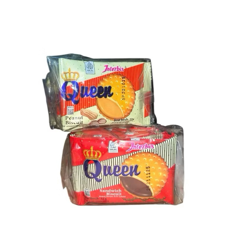 Jual INTERBIS BISKUIT QUEEN Biskuit Rasa Kacang Dan Rasa Coklat 1 Pak ...