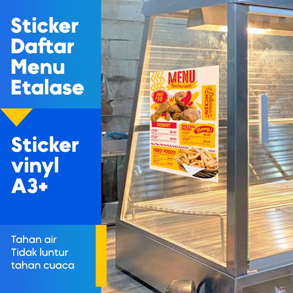 Jual Cetak Daftar Menu Sticker Vinyl A3+, Print Menu Restaurant Sticker ...