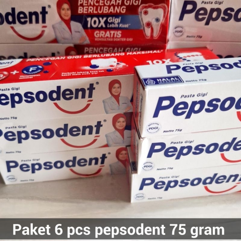 Jual 6 Pcs Pepsodent 75 gram merah putih | Shopee Indonesia