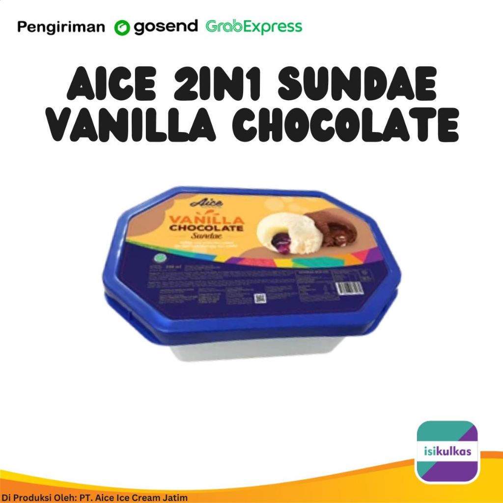 Jual AICE 2in1 Ice Cream Vanilla Chococlate Sundae Es krim 2in1 Coklat ...