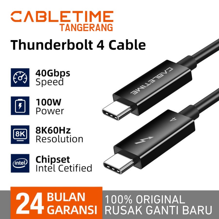Jual Kabel Thunderbolt 4 USB-C 4.0 8K 4K 100W PD Intel Certified Premium | Shopee Indonesia