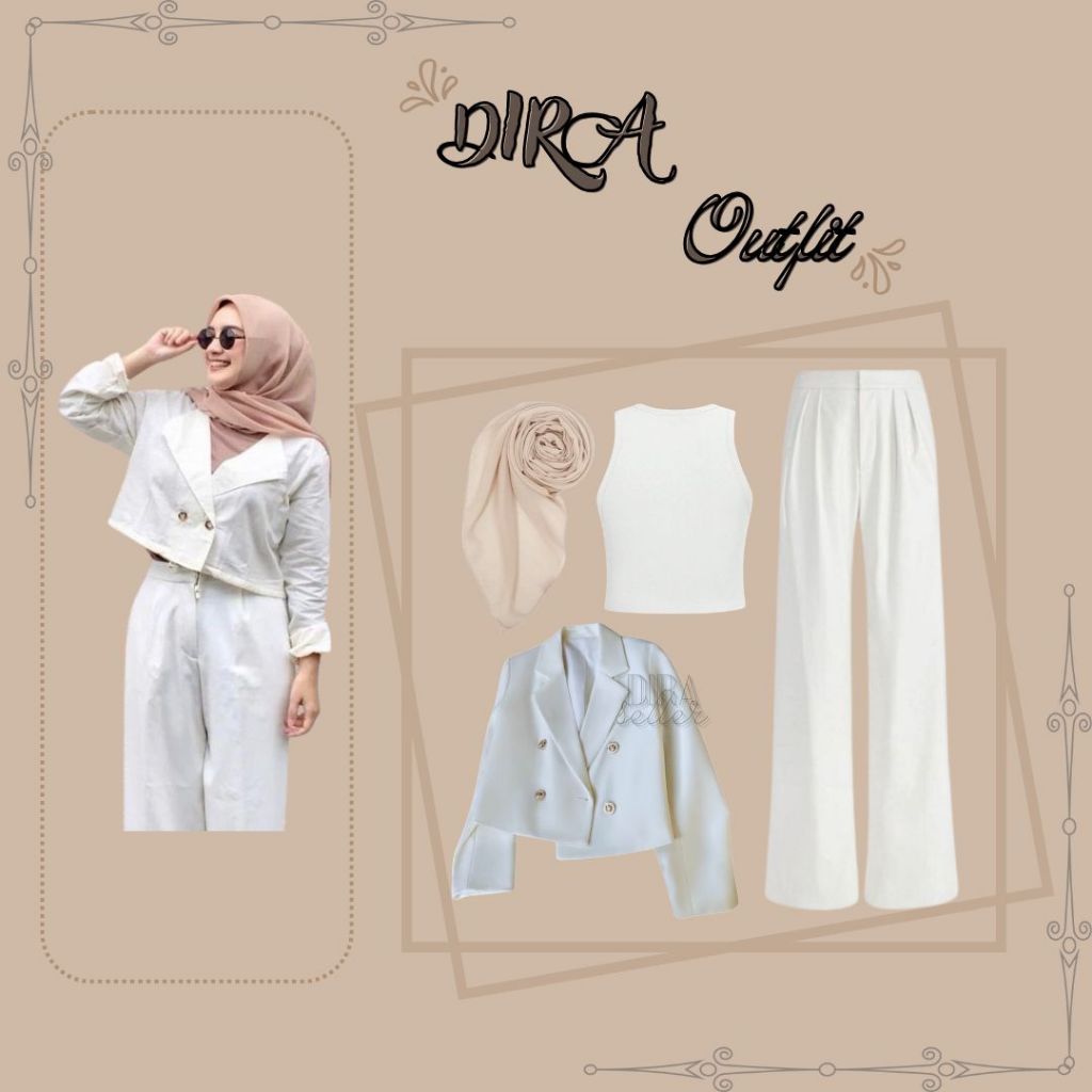 Jual DR 466 - outfit dira hijab bella square biscuit tanktop crop rajut ...